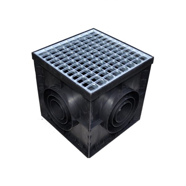 Дождеприемник-пескоуловитель PolyMAX Basic ДПП-40.40-ПП пластиковый с решеткой стальной ячеистой ...